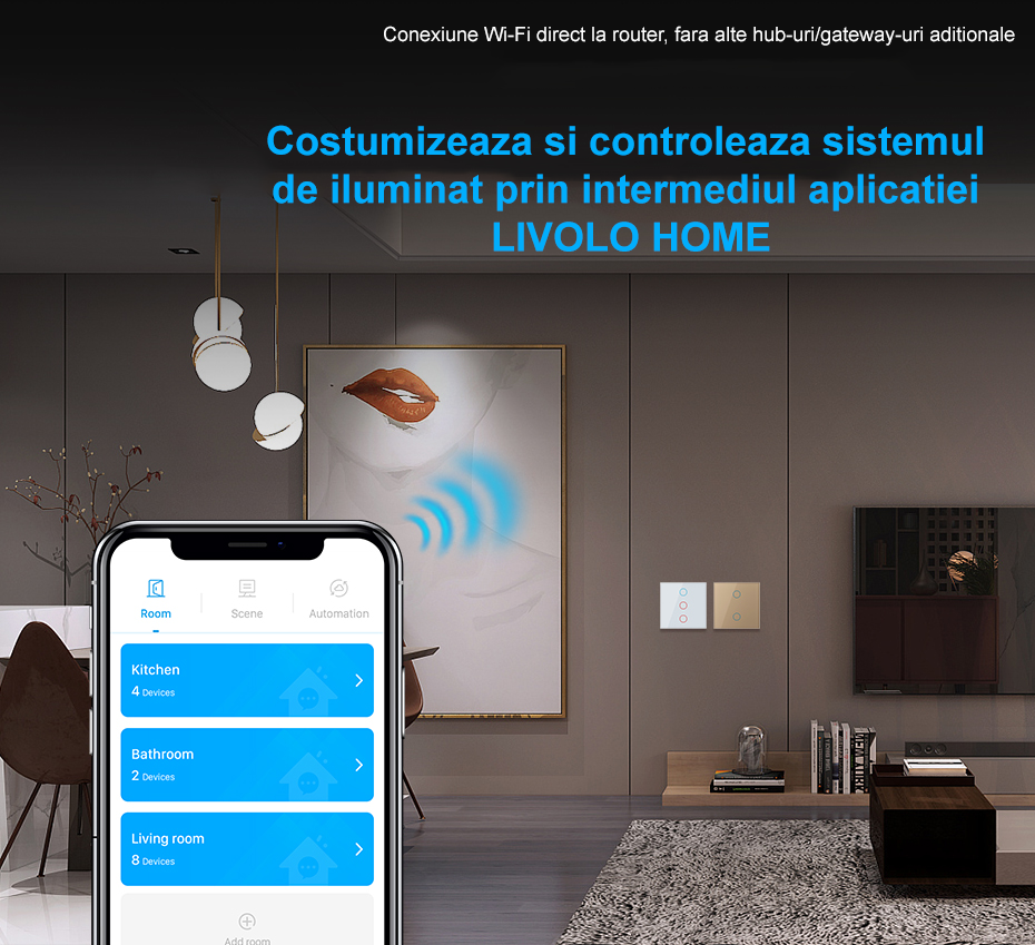 Modul intrerupator touch cap scara / cap cruce cu Wifi LIVOLO